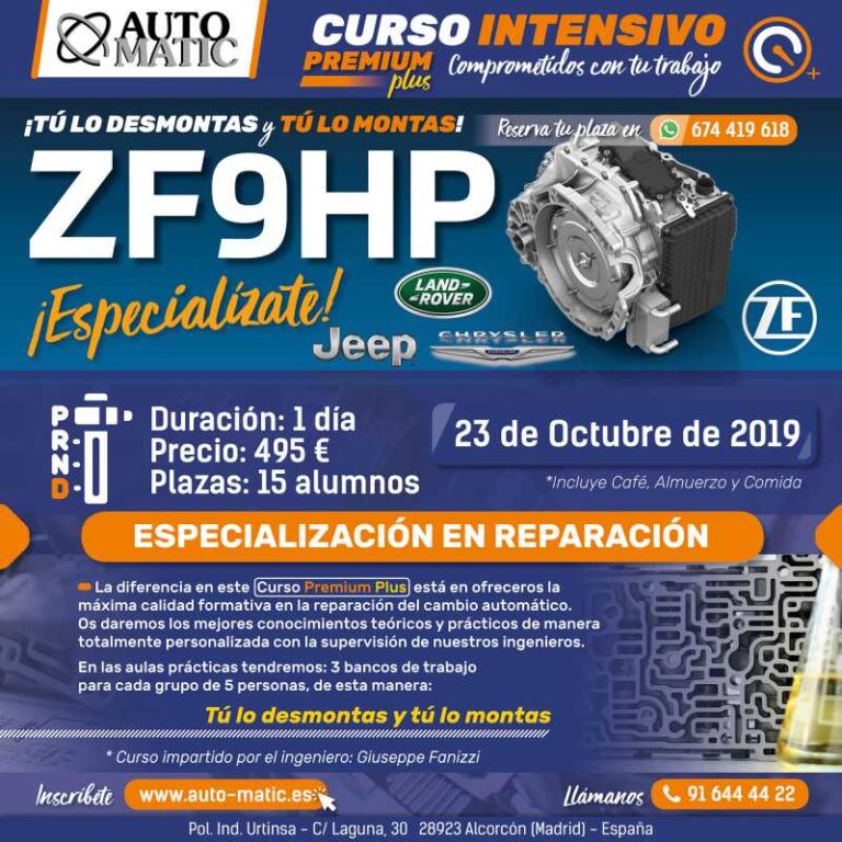 Curso: Especialización en la Reparación ZF 9HP Premium Plus (23/10/2019) - Auto Matic
